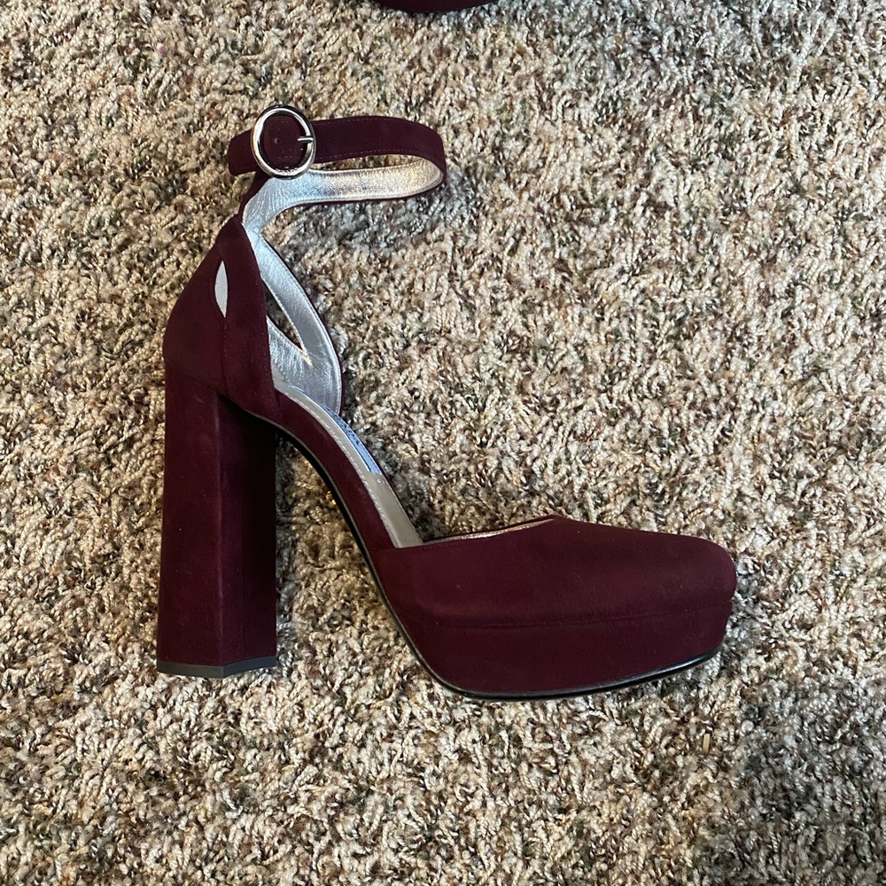 Burgundy Suede Prada Platform Heels - Gem